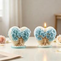 China Three Dimensional Heart-shaped Flower Wishing Tree Candle Mold DIY Aromatherapy Gypsum Home Decoration Silicone Mold for sale