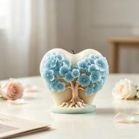 China Three Dimensional Heart-shaped Flower Wishing Tree Candle Mold DIY Aromatherapy Gypsum Home Decoration Silicone Mold for sale