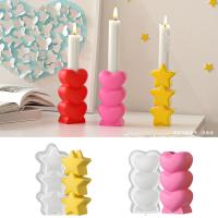 China Cross Border Triple Star Love Candlestick Silicone Mold DIY Aromatherapy Gypsum Candle Stand Base Decoration Mold for sale