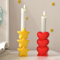 China Cross Border Triple Star Love Candlestick Silicone Mold DIY Aromatherapy Gypsum Candle Stand Base Decoration Mold for sale