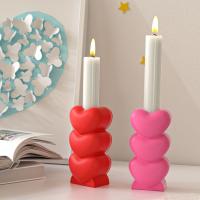 China Cross Border Triple Star Love Candlestick Silicone Mold DIY Aromatherapy Gypsum Candle Stand Base Decoration Mold for sale