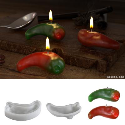 China 3D Simulation Chili Mirror Silicone Mold DIY Aromatherapy Gypsum Candle Ornament Ice Grid Mold for sale