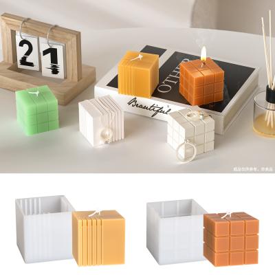 China Cube Vertical Grid Aromatherapy Candle Stand Silicone Mold Cube Cube Gypsum Mold for sale
