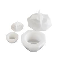 China Dropping Resin Gypsum Octagonal Section Concave Pattern Candle Cup Storage Jar Flowerpot Ornament Silicone Mold for sale