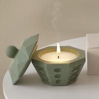 China Dropping Resin Gypsum Octagonal Section Concave Pattern Candle Cup Storage Jar Flowerpot Ornament Silicone Mold for sale