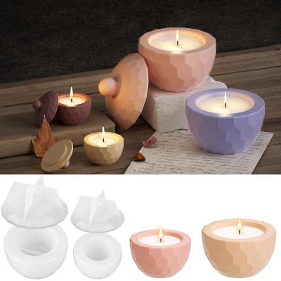 China DIY Crystal Dropper Storage Box, Flower Pot Jar, Round Hexagonal Cut Pattern, Gypsum Candle Cup, Silicone Mold for sale