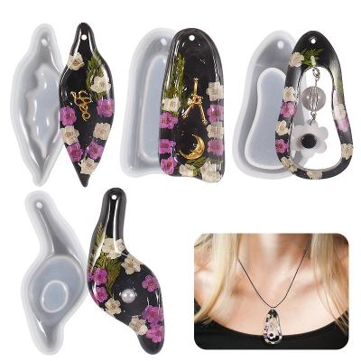 China Crystal Dropper Irregular Pendant Mold, Shaped Geometric Pod Pendant Jewelry, Retro Necklace, Silicone Mold for sale