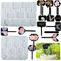 China DIY Drip Glue Resin Gypsum Plant Pottery Card Insertion Sign Flower Marking Card Silicone Mold for sale