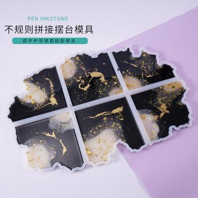 China DIY Crystal Dropping Glue Mold Irregular Platform Splicing Cup Mat Multiple Jewelry Ornament Decoration Silicone Mold for sale
