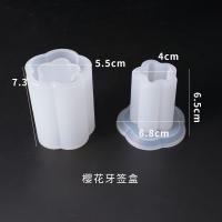China DIY Crystal Dropper Mold Toothpick Box Cherry Blossom Heart-shaped Storage Box Toothpick Box Silicone Mold for sale