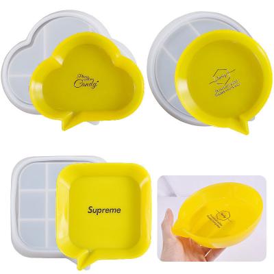 China DIY Drip Glue Round Plate Mold Plate Mold Cloud Round Square Storage Tray Silicone Mold for sale