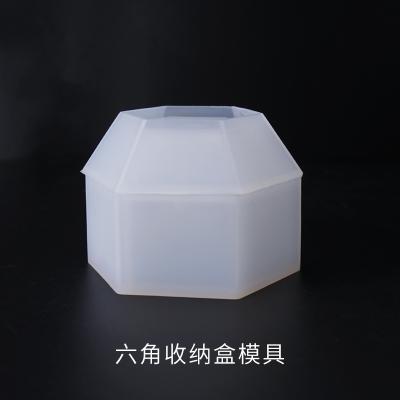 China DIY Crystal Dropping Glue Mold Storage Jewelry Box Mold Hexagonal Storage Box Gift Box Silicone Mold for sale