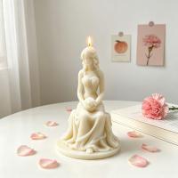 China Three Dimensional Flower Holding Girl Sitting Posture Portrait Aromatherapy Candle Silicone Mold DIY Gypsum Ornament Mold for sale