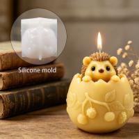 China Hatching Hedgehog Aroma Candle Silicone Mold DIY Cartoon Gypsum Sculpture Resin Pouring Mold for sale