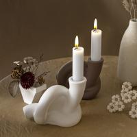 China Creative European-style Rope Knot Long Candle Candlestick Gypsum Figurine Silicone Mold for sale