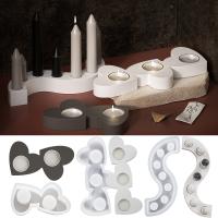 China DIY Crystal Dropping Resin Gypsum Pendant S-shaped Two Connect Three Connect Love Candle Stand Silicone Mold for sale