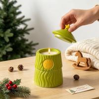 China Cross Border New Product Star Christmas Tree Elk Pattern Storage Can Candle Cup Ornament Container Silicone Mold for sale