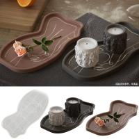 China DIY Crystal Drip Glue Cement Gypsum Body Abstract Line Tray Storage Plate Dish Ornament Silicone Mold for sale