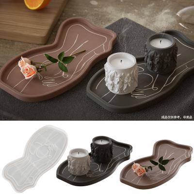 China DIY Crystal Drip Glue Cement Gypsum Body Abstract Line Tray Storage Plate Dish Ornament Silicone Mold for sale