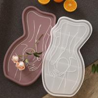 China DIY Crystal Drip Glue Cement Gypsum Body Abstract Line Tray Storage Plate Dish Ornament Silicone Mold for sale
