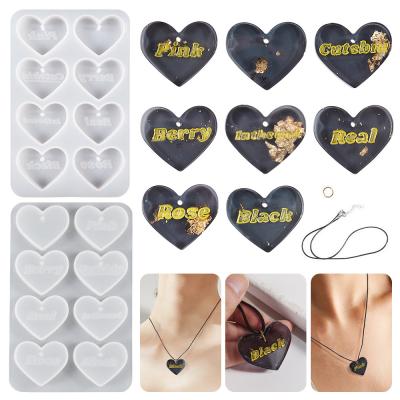 China DIY Crystal Dropping Resin English Love Pendant Keychain Valentine's Day Pendant Silicone Mold for sale