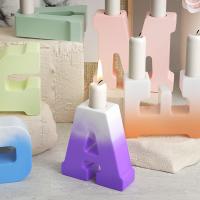 China DIY Capital English Letter Candlestick Grinding Tools Aromatherapy Candle Stand Gypsum Decoration Silicone Mold Wholesale for sale