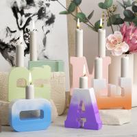 China DIY Capital English Letter Candlestick Grinding Tools Aromatherapy Candle Stand Gypsum Decoration Silicone Mold Wholesale for sale