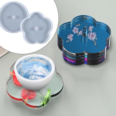 China DIY Crystal Dropper Coaster Set Mold Flower Coaster Storage Rotating Shaft Set Silicone Mold for sale