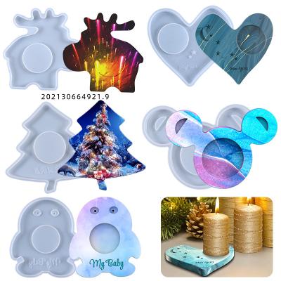 China DIY Crystal Dropper Mold Heart-shaped Star Candle Stand Coaster Multi-purpose Silicone Mold Wholesale for sale