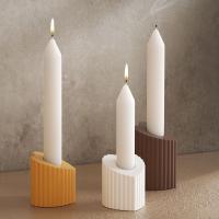 China DIY Crystal Drip Glue Striped Heart-shaped Pen Holder Film Aromatherapy Gypsum Candle Stand Base Silicone Mold for sale