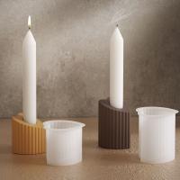 China DIY Crystal Drip Glue Striped Heart-shaped Pen Holder Film Aromatherapy Gypsum Candle Stand Base Silicone Mold for sale