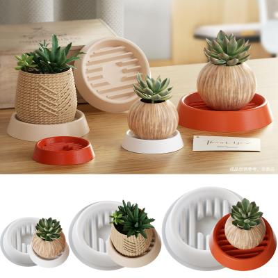 China Crystal Dropper Resin Gypsum Flowerpot Drain Tray Candle Base DIY Circular Drain Cup Pad Silicone Mold for sale