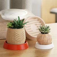 China Crystal Dropper Resin Gypsum Flowerpot Drain Tray Candle Base DIY Circular Drain Cup Pad Silicone Mold for sale
