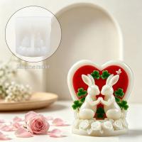 China 3D Love Rabbit Silicone Mold DIY Aromatherapy Gypsum Cement Candle Pendant Dropping Mold for sale
