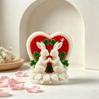 China 3D Love Rabbit Silicone Mold DIY Aromatherapy Gypsum Cement Candle Pendant Dropping Mold for sale