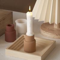 China DIY Dropper Resin Gypsum Circular Rectangular Striped Candle Holder Base Decoration Ornament Silicone Mold for sale