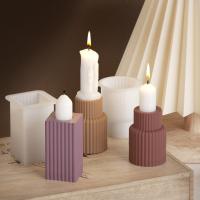 China DIY Dropper Resin Gypsum Circular Rectangular Striped Candle Holder Base Decoration Ornament Silicone Mold for sale