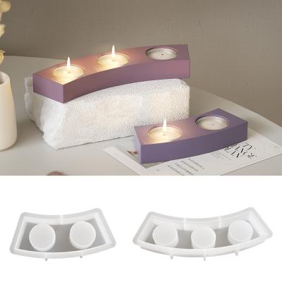 China DIY Dropper Resin Two Hole Three Hole Candle Holder Cement Gypsum Porous Candle Holder Ornament Silicone Mold for sale