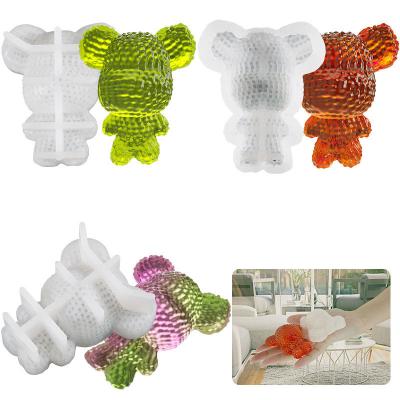 China Crystal Resin Violent Bear Mold Diamond Surface Semi-stereoscopic Violent Cartoon Keychain Silicone Mold for sale