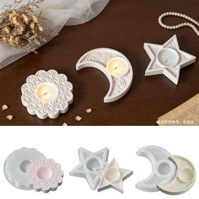 China Flower, Moon, Star, Candle Stand Silicone Mold DIY Gypsum Aroma Tray Candle Base Mold for sale