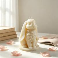 China DIY Cross Border New Product Aromatherapy Gypsum Big Ears Long Hair Rabbit Candle Ornament Silicone Mold for sale