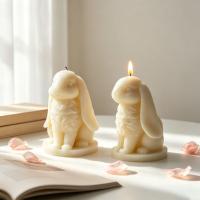 China DIY Cross Border New Product Aromatherapy Gypsum Big Ears Long Hair Rabbit Candle Ornament Silicone Mold for sale