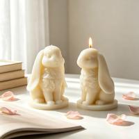 China DIY Cross Border New Product Aromatherapy Gypsum Big Ears Long Hair Rabbit Candle Ornament Silicone Mold for sale