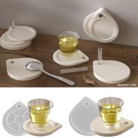 China Simple Feng Shui Drip Cup Mat Tray DIY With Hanging Hole Stackable Resin Gypsum Cup Mat Silicone Mold for sale