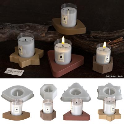 China DIY Aromatherapy Gypsum Cement Resin Mirror Windmill Hexagonal Triangle Candlestick Ornament Silicone Mold for sale