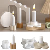 China Ins Minimalist Style Four Leaf Clover Candle Holder Ornament Silicone Mold DIY Gypsum Home Decoration Mold for sale
