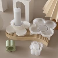 China Ins Minimalist Style Four Leaf Clover Candle Holder Ornament Silicone Mold DIY Gypsum Home Decoration Mold for sale
