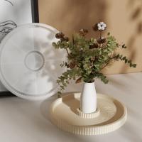 China HOME Round Striped Silicone Mold DIY Crystal Resin Candle Stand Storage Disc Gypsum Resin Ornaments for sale