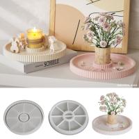 China HOME Round Striped Silicone Mold DIY Crystal Resin Candle Stand Storage Disc Gypsum Resin Ornaments for sale