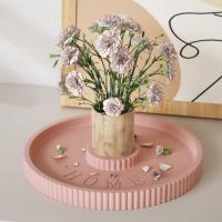 China HOME Round Striped Silicone Mold DIY Crystal Resin Candle Stand Storage Disc Gypsum Resin Ornaments for sale